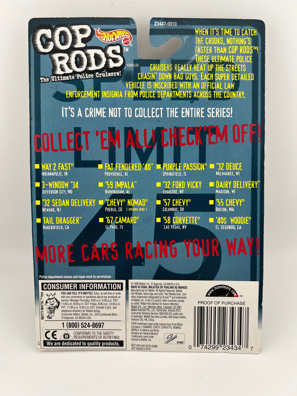 Hot Wheels Cop Rods '32 Deuce Milwaukee 1999 Fishwheels Diecast